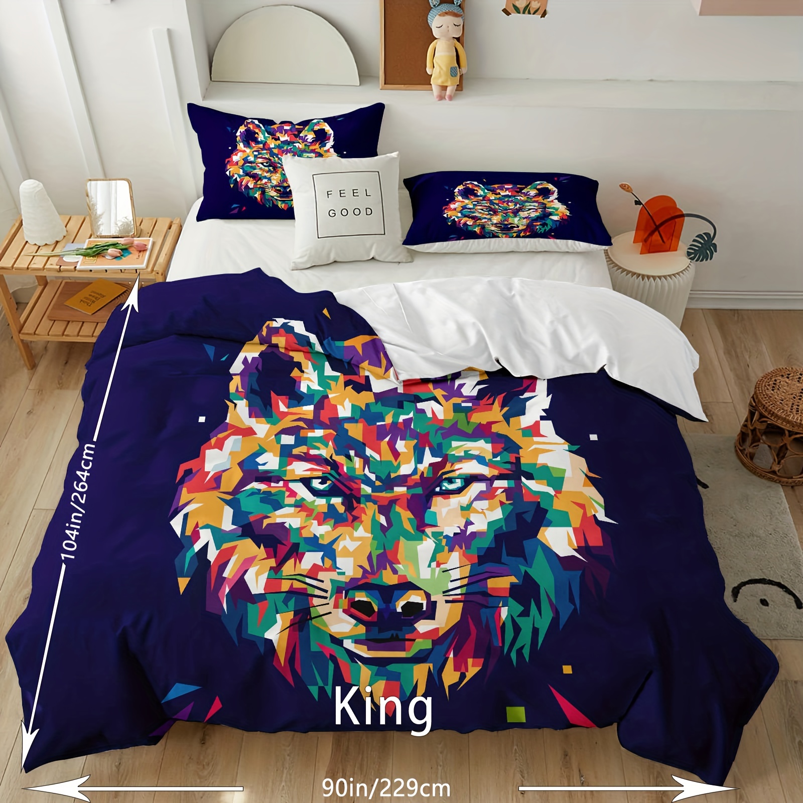 Duvet Cover Set Graffiti Hip Hop Wolf Print Bedding Set Boys - Temu Canada