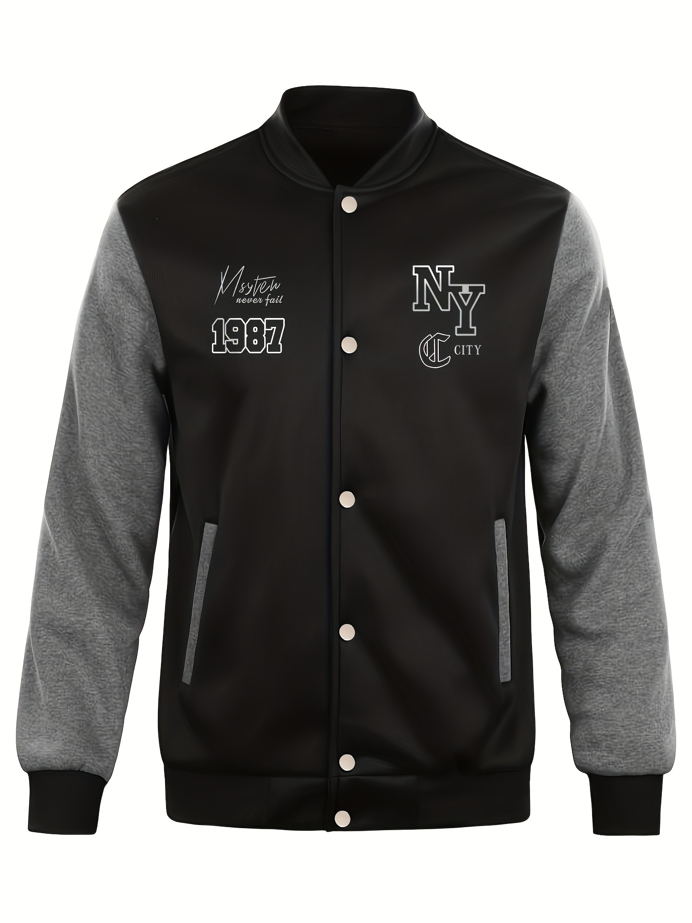 Mens College Varsity Jacket New York City Graphic Print - Temu New Zealand