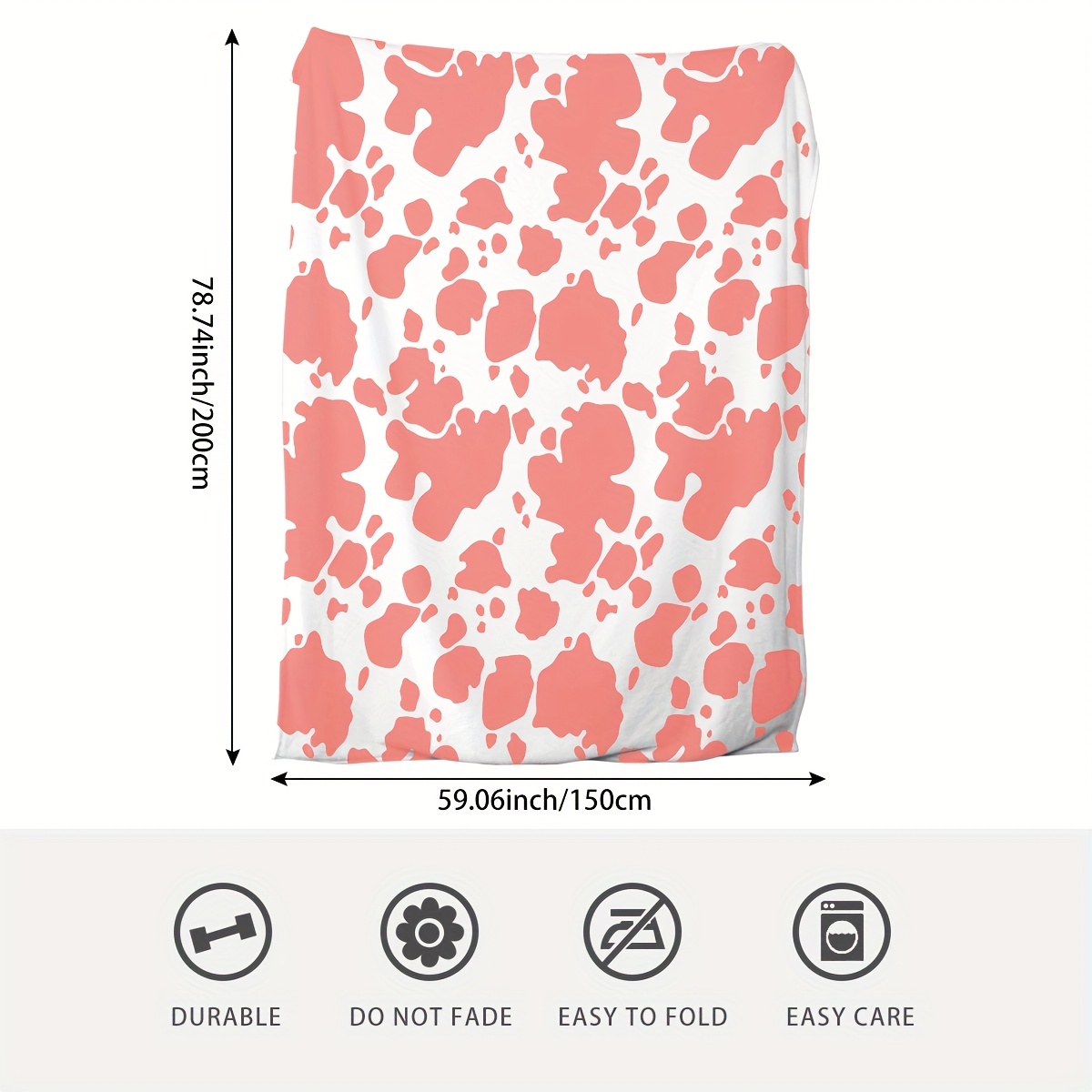 Cow Pattern Printed Flannel Blanket Cozy Soft Throw - Temu Australia