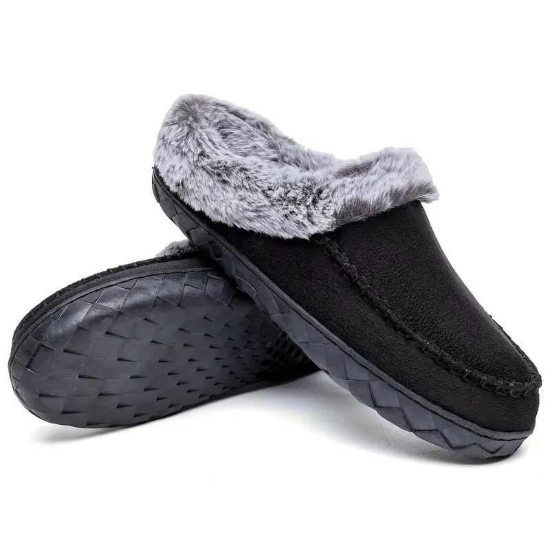 Solid Color Winter Plush Slippers Closed Toe Soft Sole Fuzzy Temu