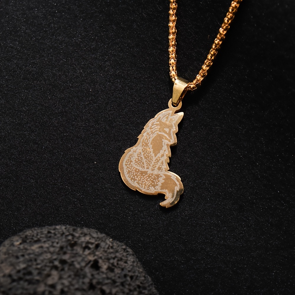 New Fashion Stainless Steel Fox Animal Pendant Necklace - Temu United ...