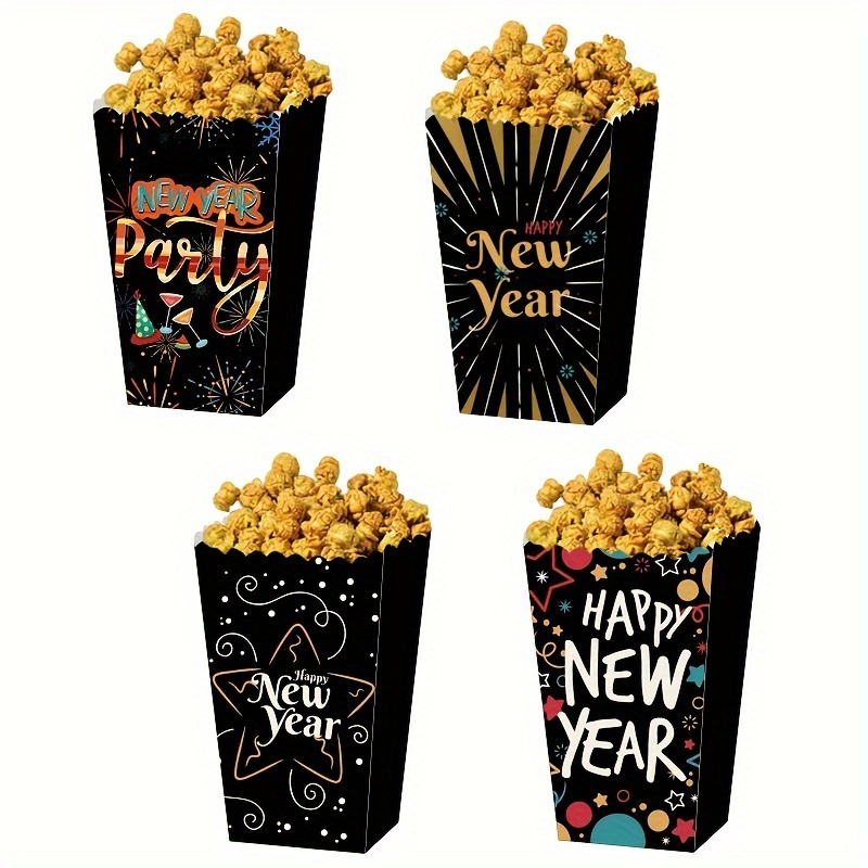2024 New Year Popcorn Box New Year Party Decoration Snacks - Temu Australia