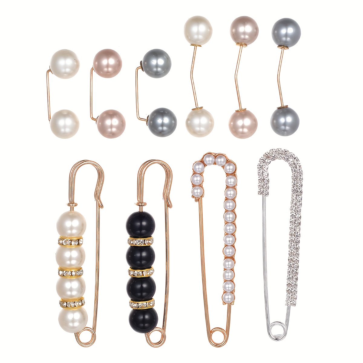 Faux Pearls Beads Shawl Clips Set Minimalist Elegant Clothings ...