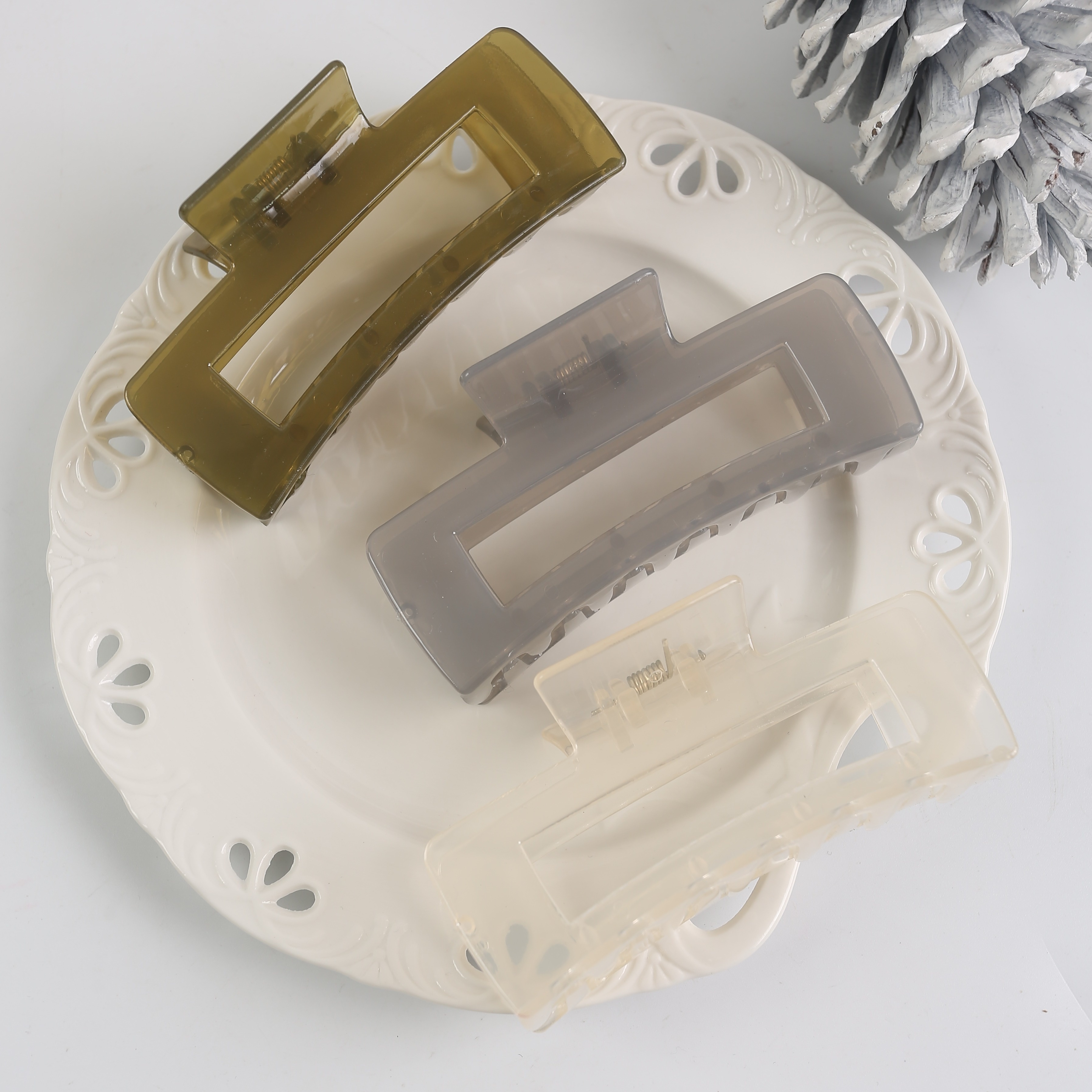 Jelly Color Rectangle Hair Claw Clips Non slip Strong Hold - Temu ...