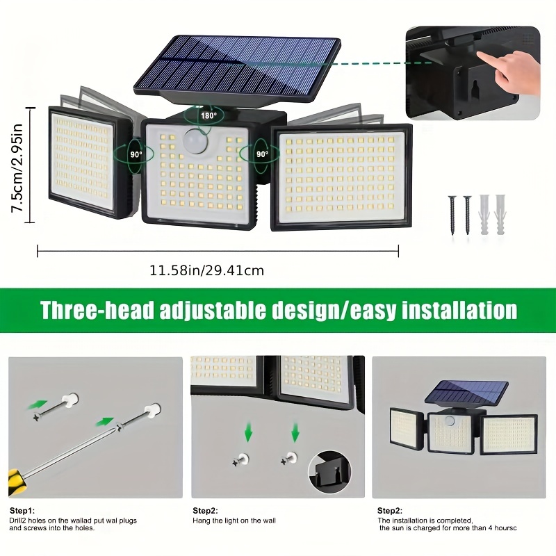 Wall Light Outdoor Solar 235led Motion Sensor Waterproof - Temu Canada