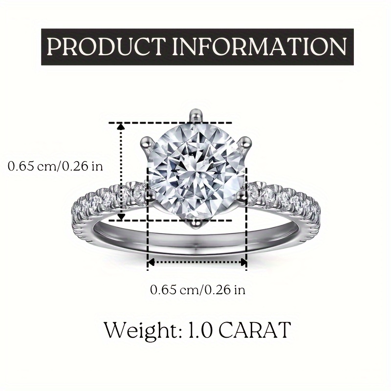 Moissanite Wedding Rings Classic 6 Prong Round Cut - Temu United Kingdom