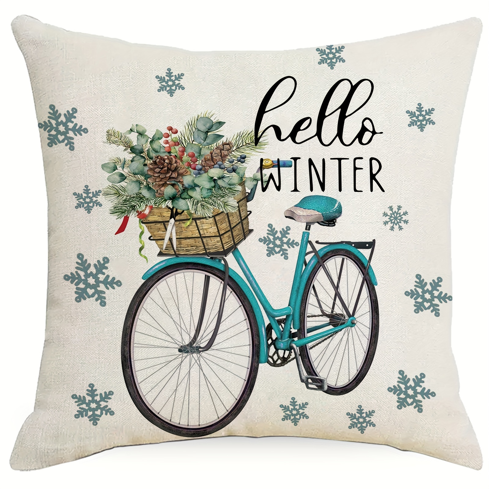 Christmas Blue Snowflakes Linen Blend Throw Pillow Case - Temu Australia