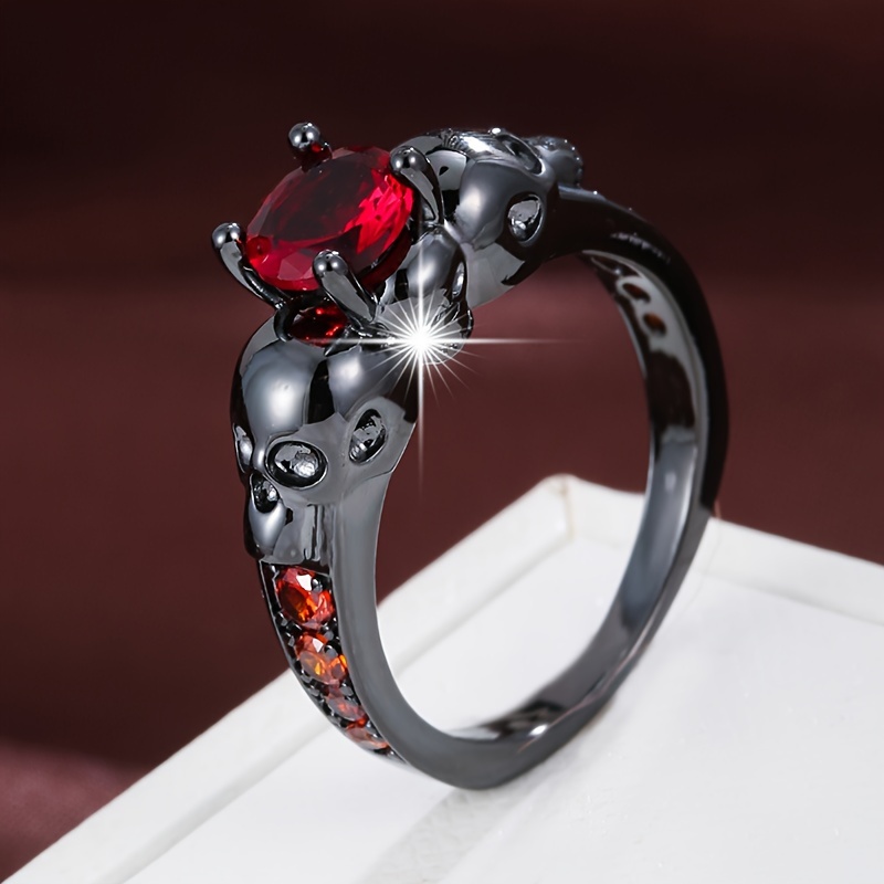 Hip Hop Style Ring Inlaid Shining Zirconia Horror Skull Design On The ...