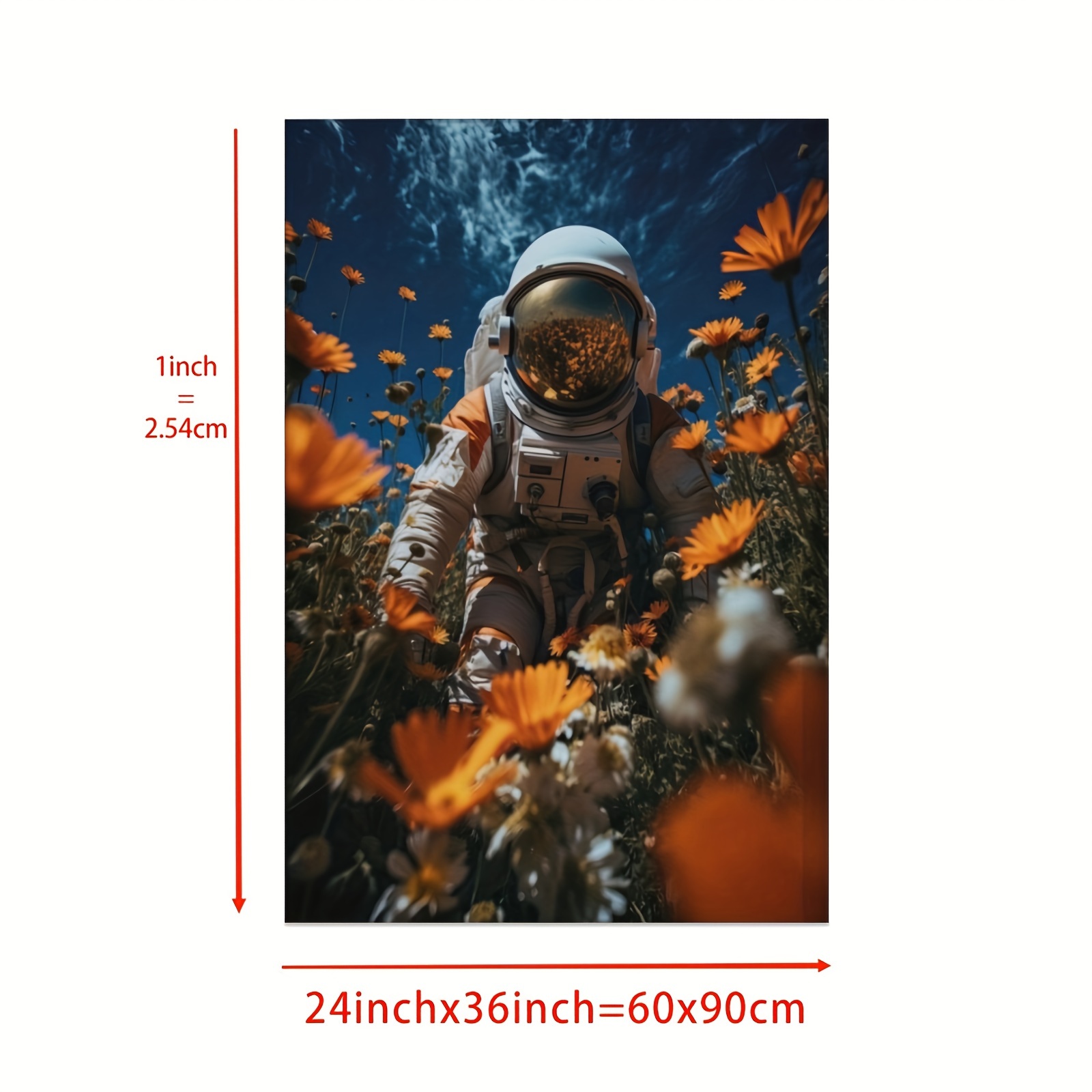 Canvas Poster Modern Art Astronaut Poster Orange Wildflower - Temu ...