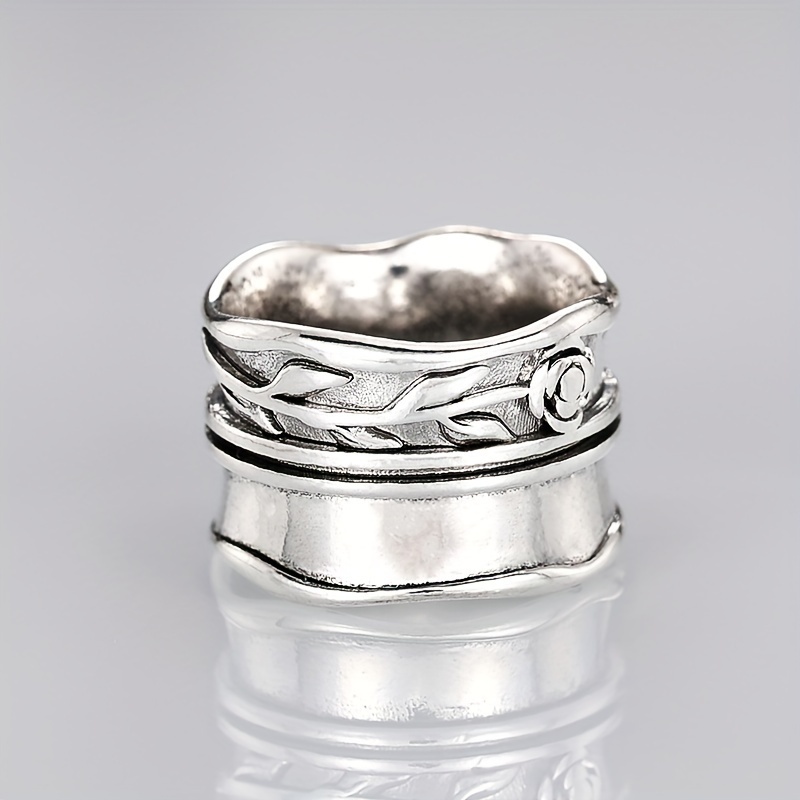 Creative Rose Flower Wide Ring Silvery Alloy Finger Ring - Temu United ...