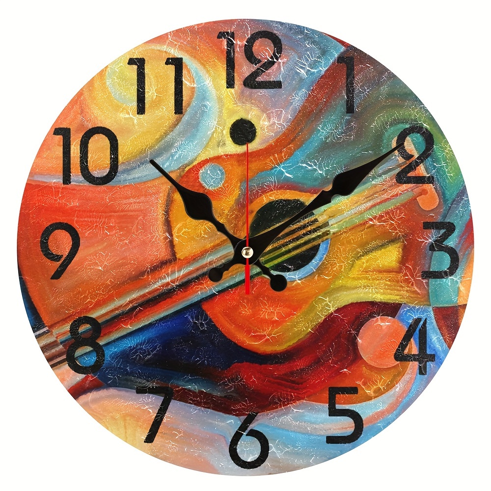 chic abstract music rhythm wall clock quiet battery operated - Temu ...