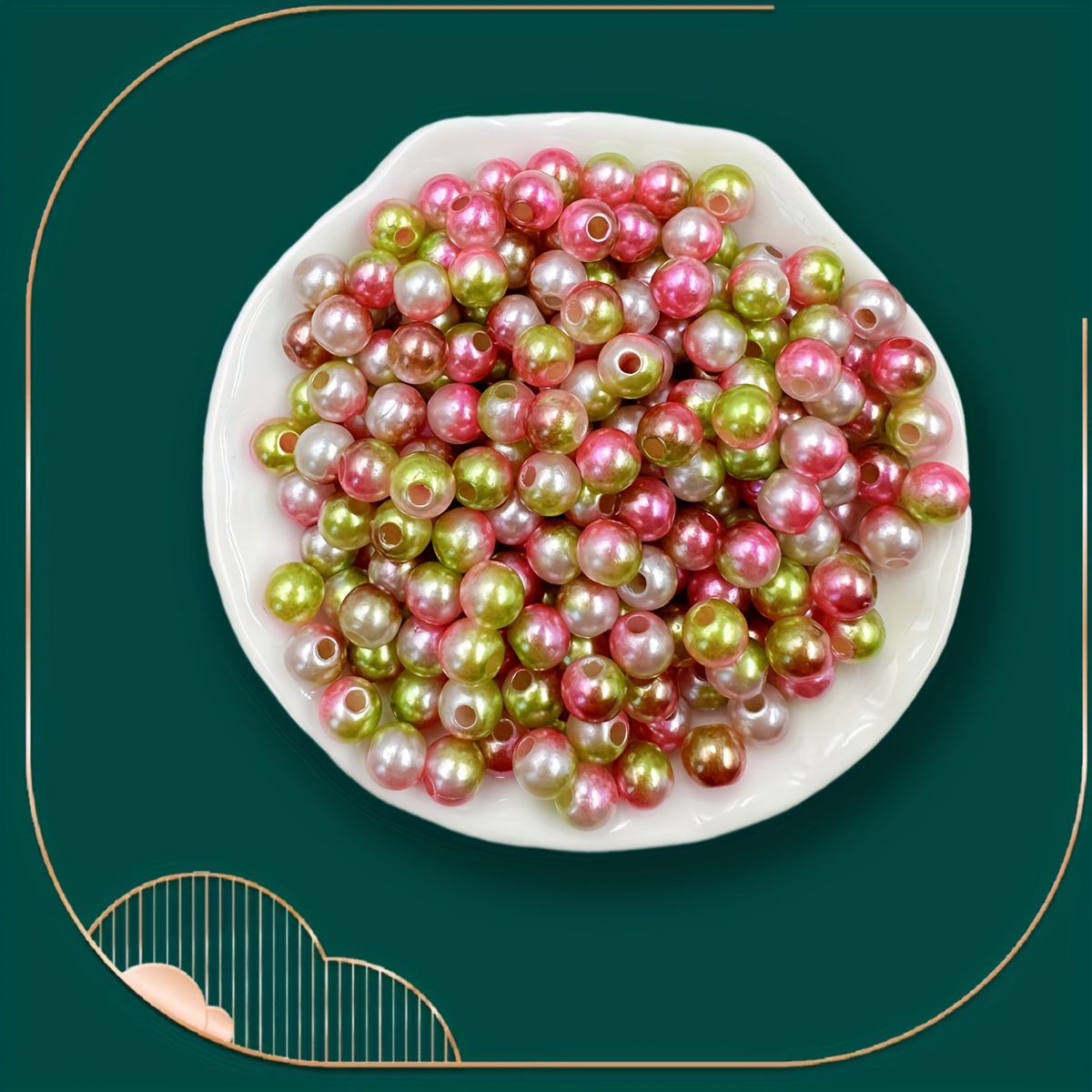 Dual Color Gradient Perforated Abs Imitation Pearl Illusion - Temu ...