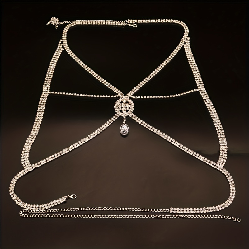 Luxury Rhinestone Shape Pendant Chest Bra Chain - Temu