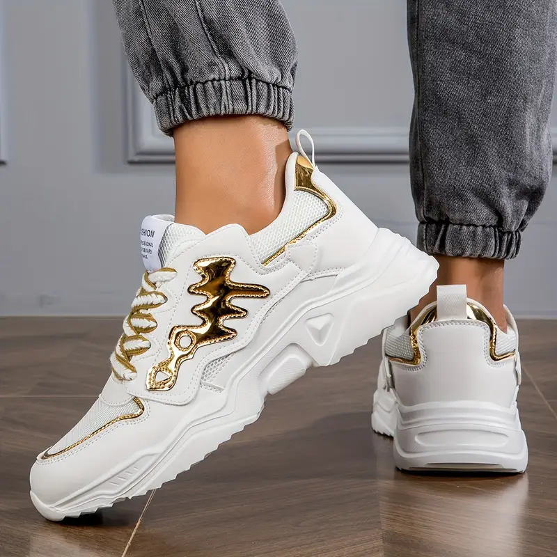 Mens Trendy Chunky Shoes Comfy Non Slip Lace Up Soft Sole Sneakers For