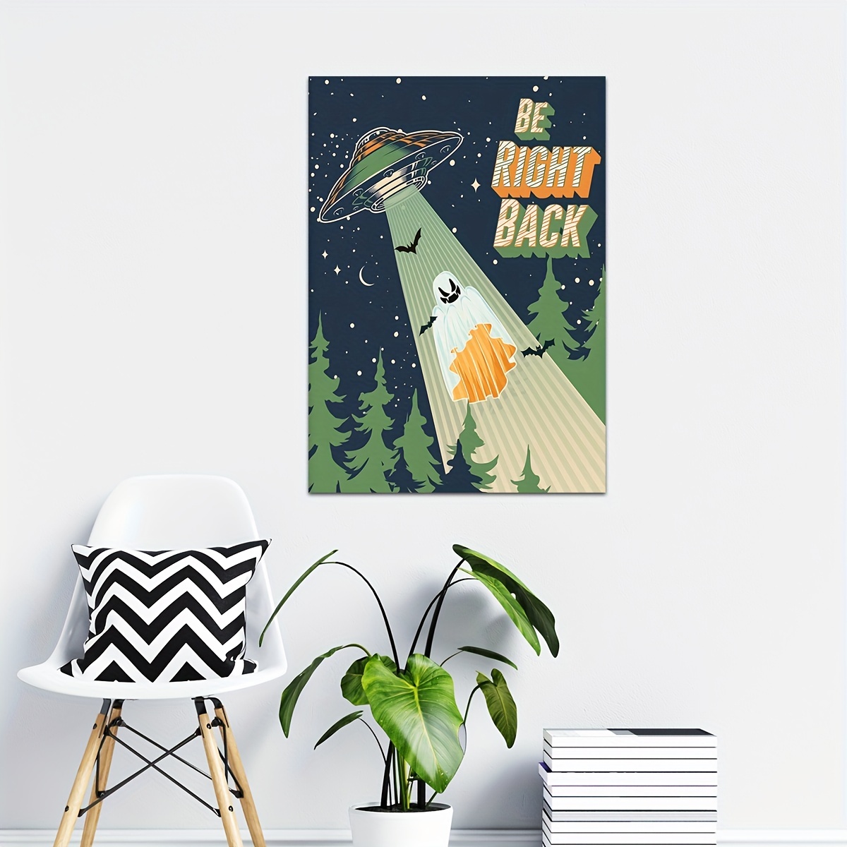 Halloween Cute Ghost Bats Ufo Poster Aliens Art Print Canvas - Temu ...