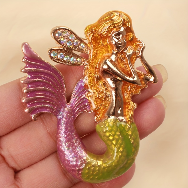 Enamel Alloy Mermaid Brooch Ocean Series Brooch Colorful Badge Pin ...