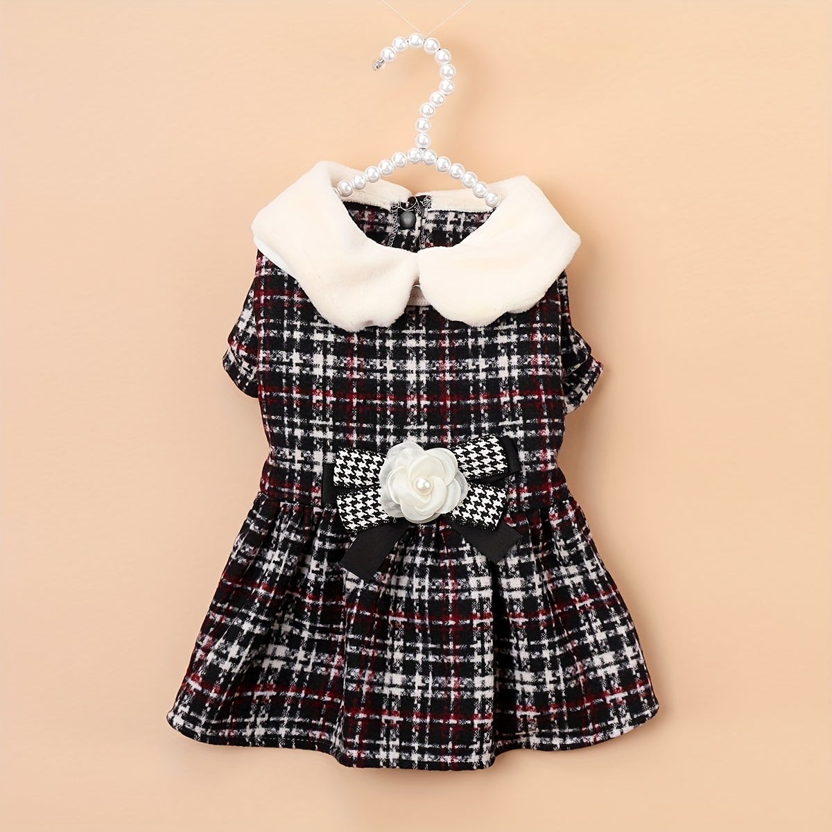 1 Pza- Vestido Para Perro Con Estampado De Pata De Gallo De Poliéster ...