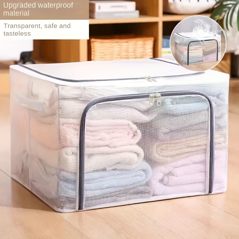 Zippered Portable Storage Bin Handles Support Metal Rack - Temu United ...