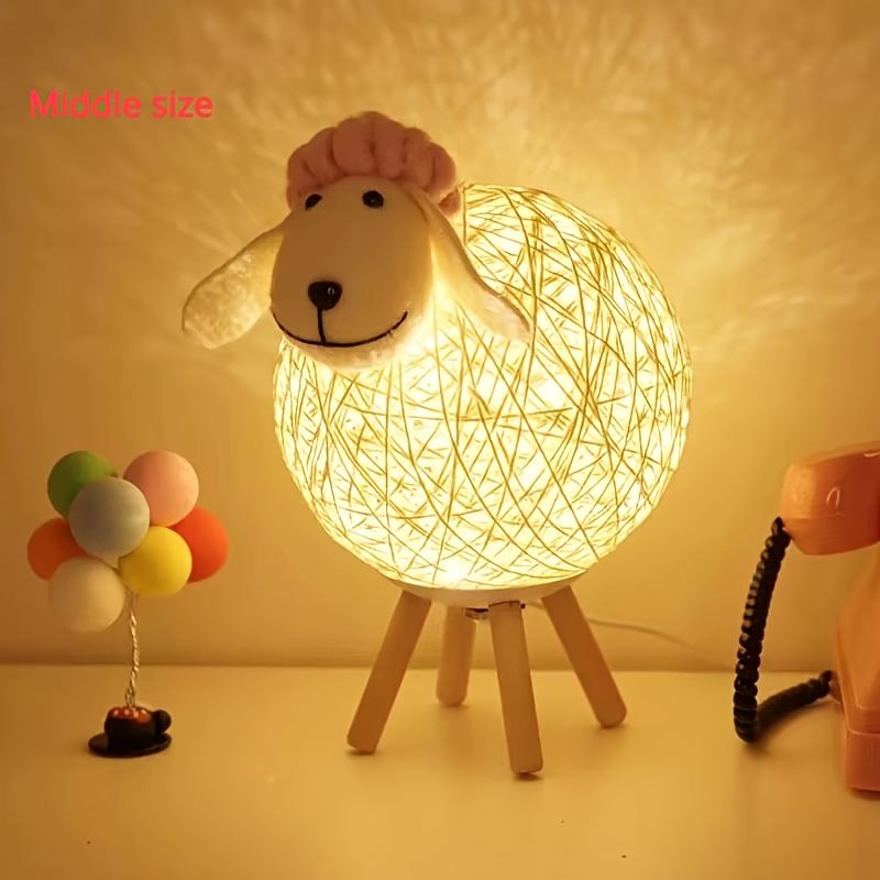 Handwoven Led Sheep Night Light Remote Control Dimmable Moon - Temu ...