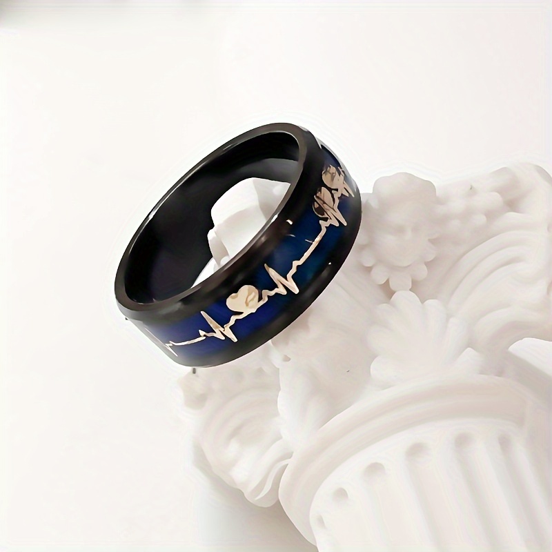 Stylish Versatile Personality Stainless Steel Ring, Black Heart-shaped ...