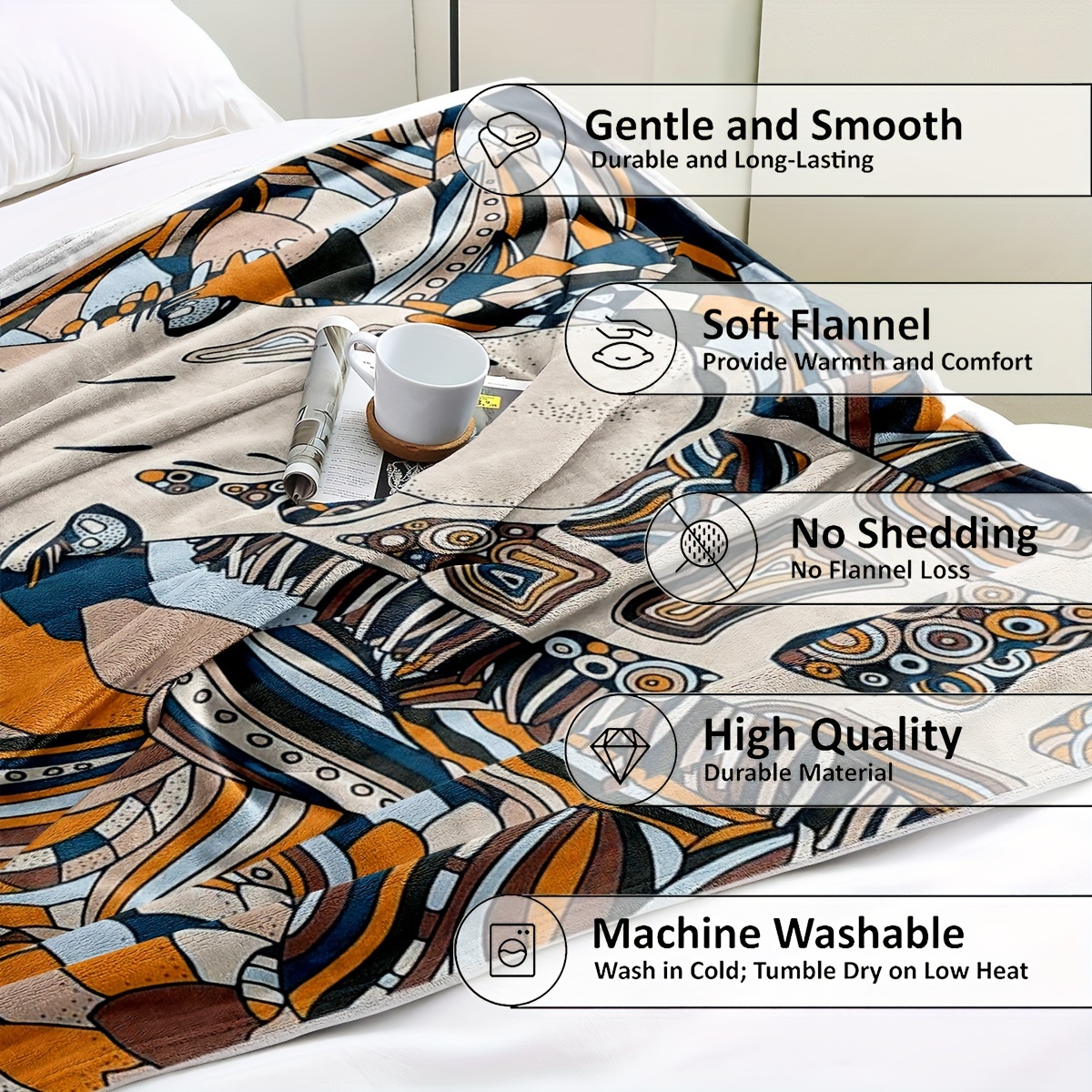 Geometric Elk Throw Blanket Warm Cozy Lunch Break Blanket - Temu New ...