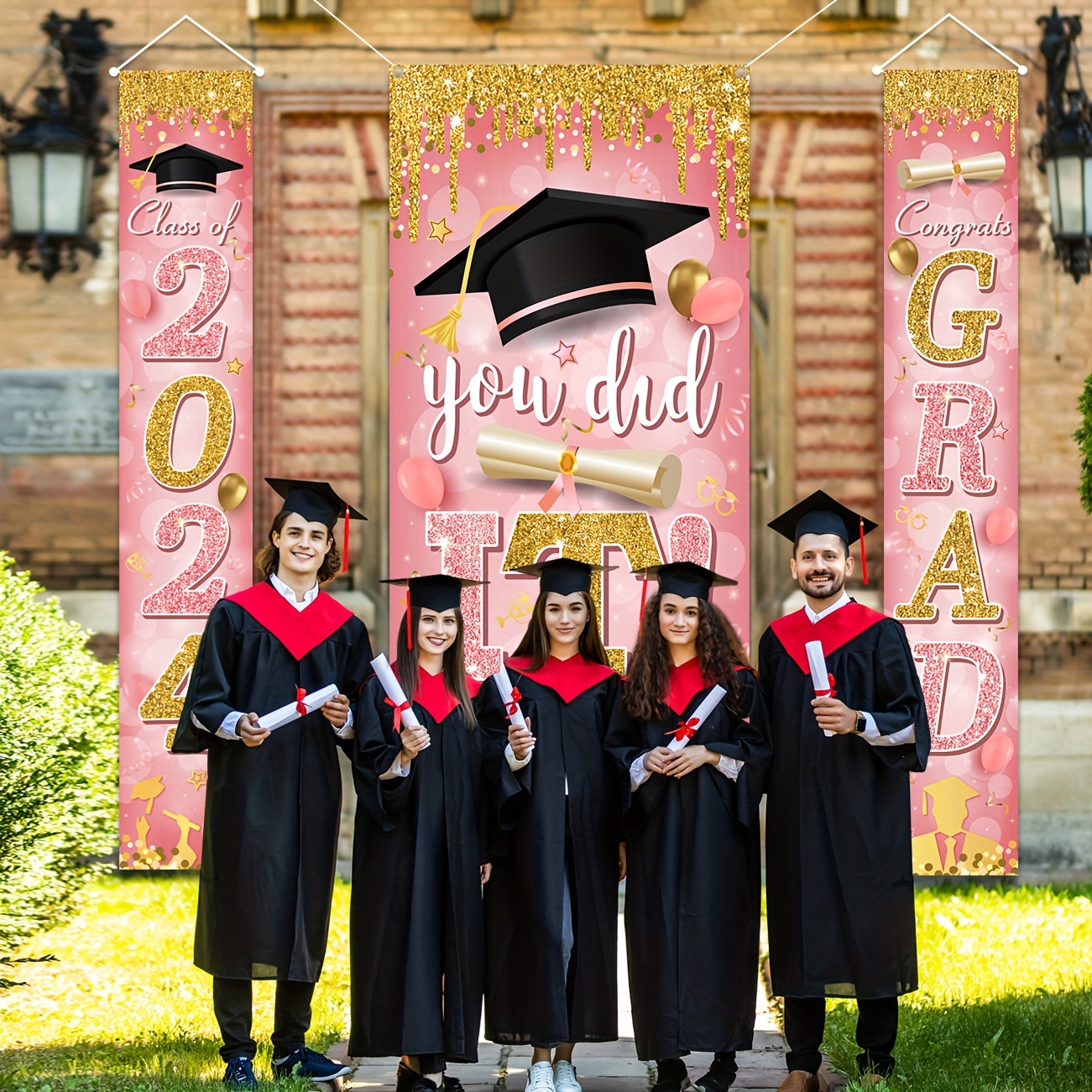 Graduation Decorations Class 2024 Gold Congrats Grad - Temu