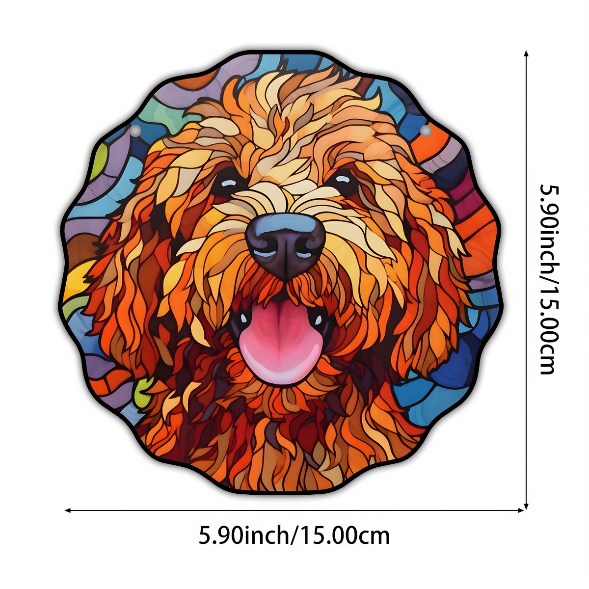 Dog Head Pattern Stained Window Decoration Pendant - Temu Canada