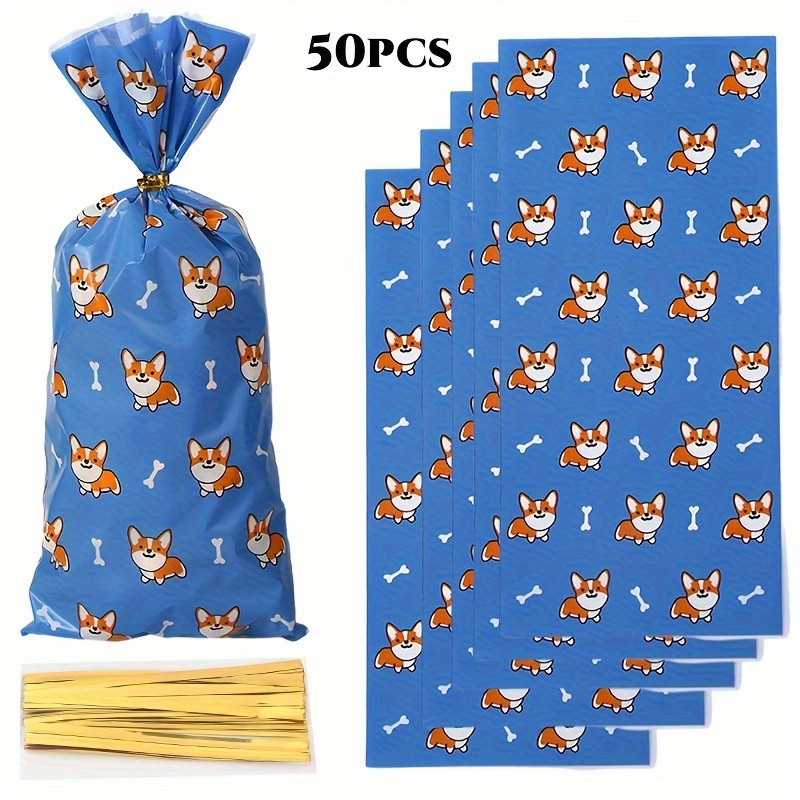 Puppy Party Favors Candy Bags Stickers Cellophane Bags Heat - Temu ...
