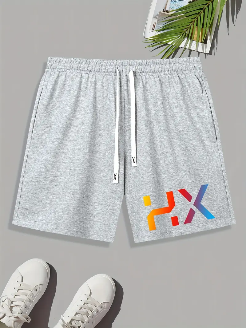 Letter Print Comfy Shorts Mens Casual Slightly Stretch Temu Canada