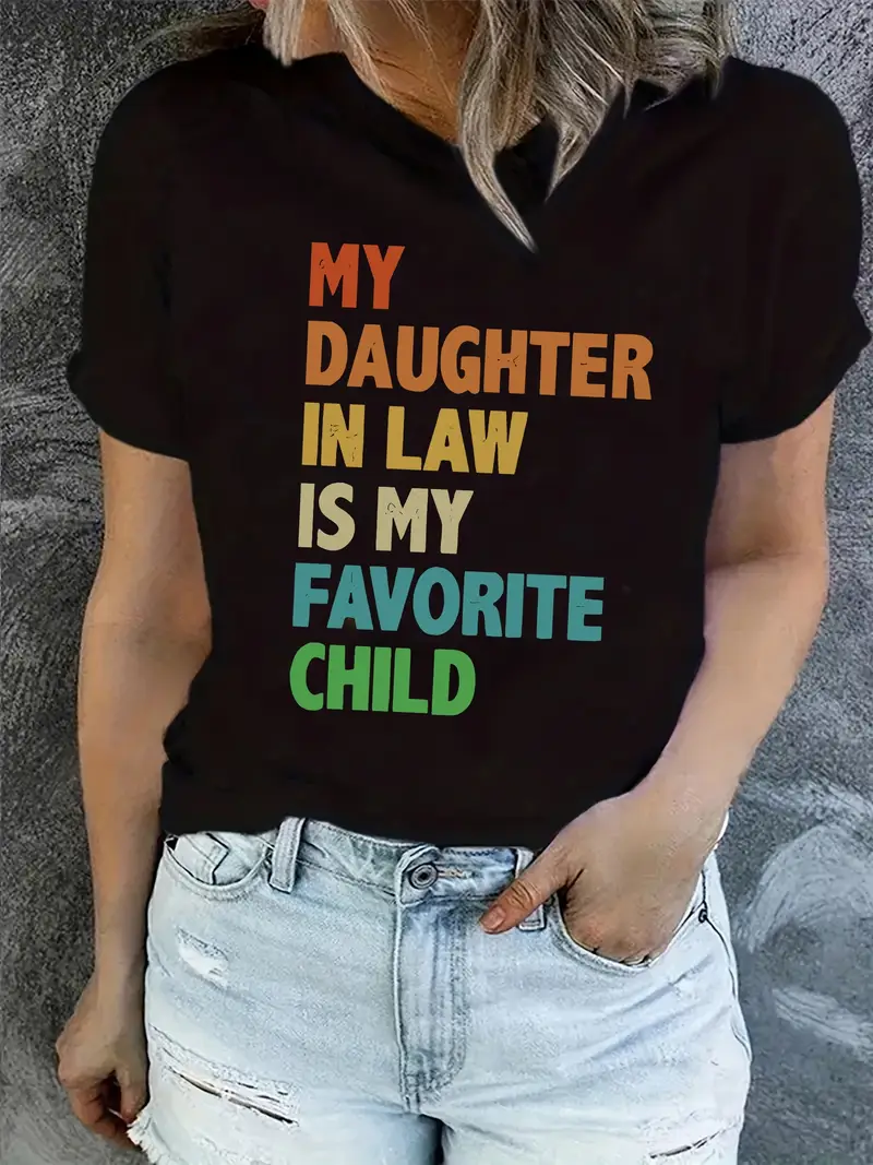 Colorful Letter Print T Shirt Short Sleeve Crew Neck Casual Temu