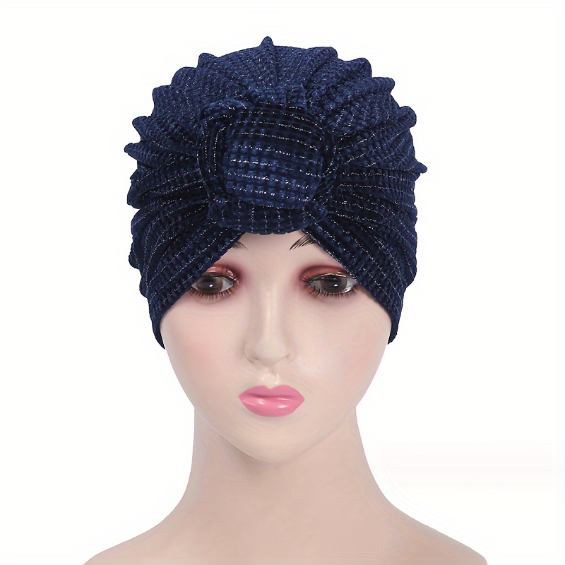 Glitter Knotted Warm Velvet Turban Hat Elegant Solid Color - Temu New ...