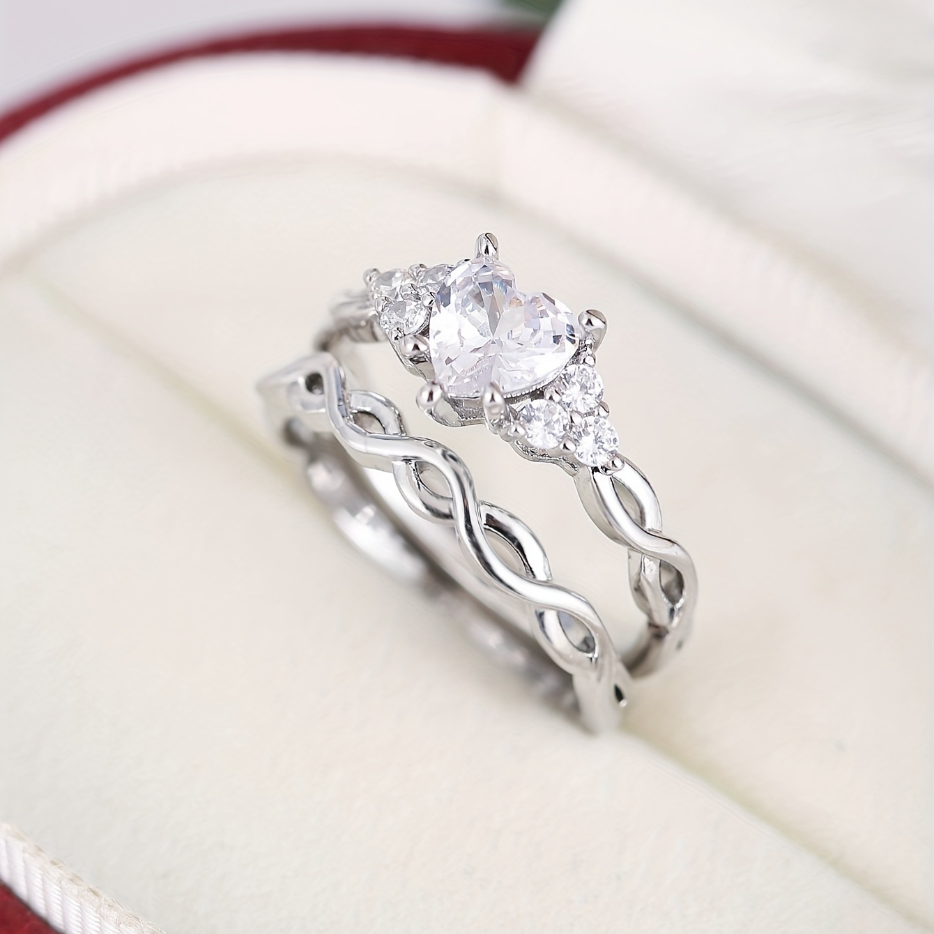 Two Heart-shaped Romantic Couple Style Rings - Temu Canada