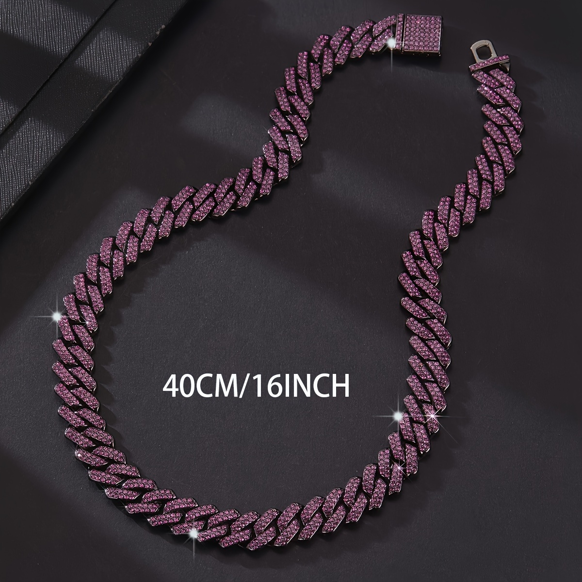 Fashion Purple Rhinestone Necklace Bracelet Men's Trendy - Temu United ...