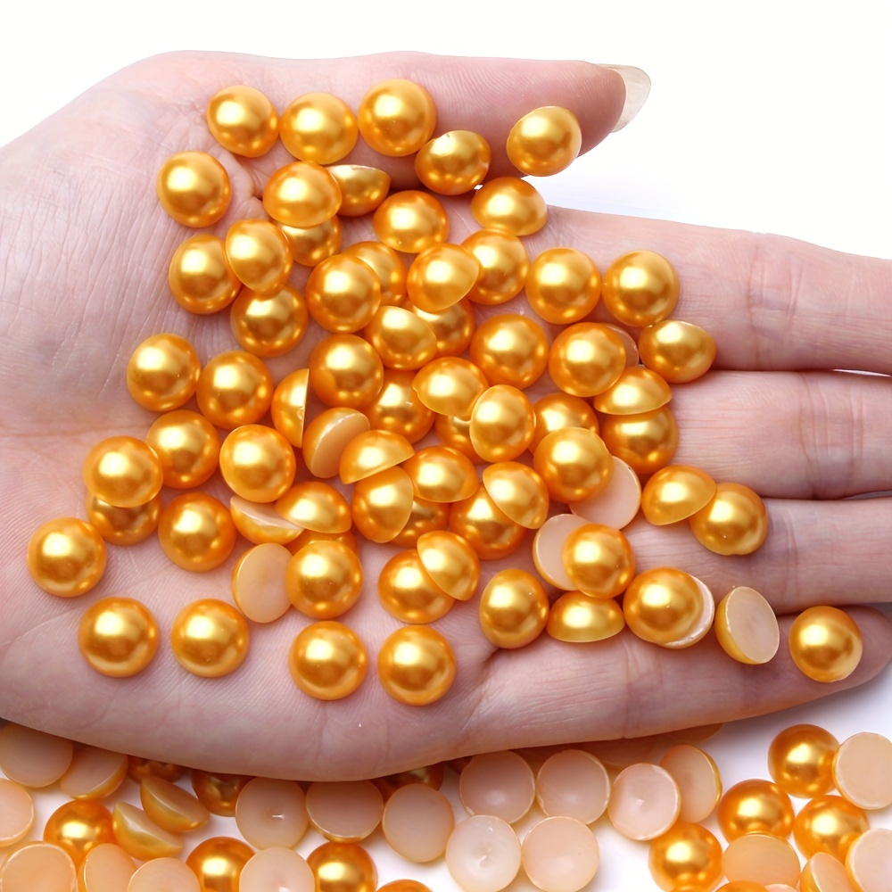 Yellow Deep Coffee Color Flat Back Half Round Imitation - Temu United ...