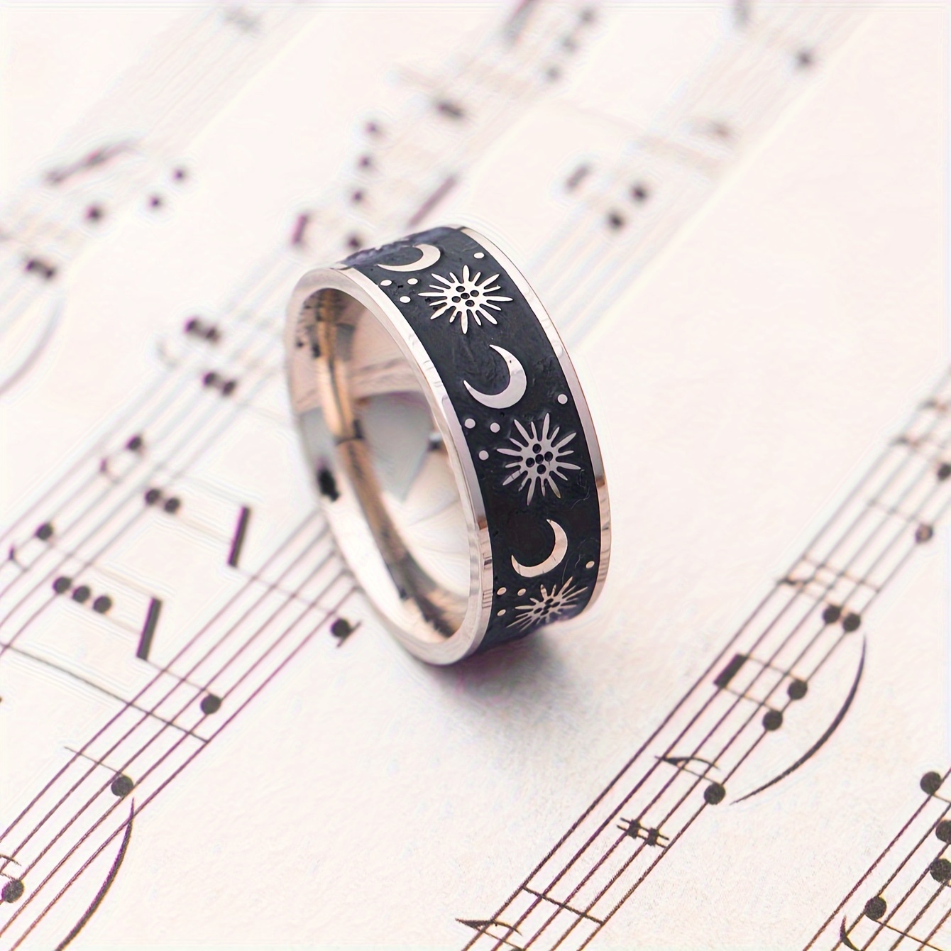 Stainless Steel Ring Men Universal Sun Star Moon Pattern - Temu Ireland