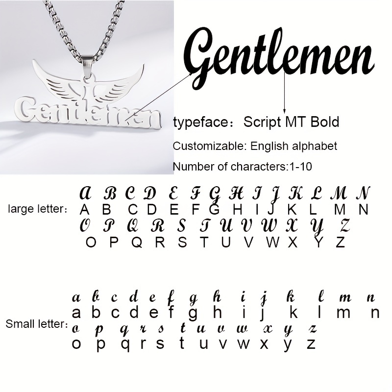 Customized Text Stainless Steel Angel Wings Pendant Necklace - Temu ...