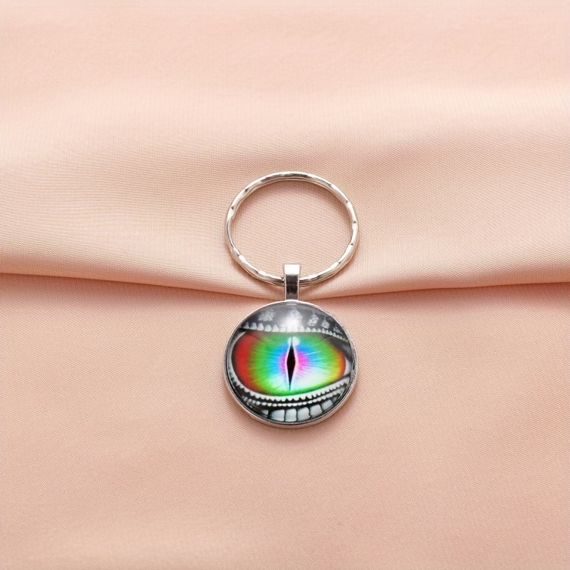 Exquisite Fashion Creative Lizard Eyes Round Keychain For - Temu New ...
