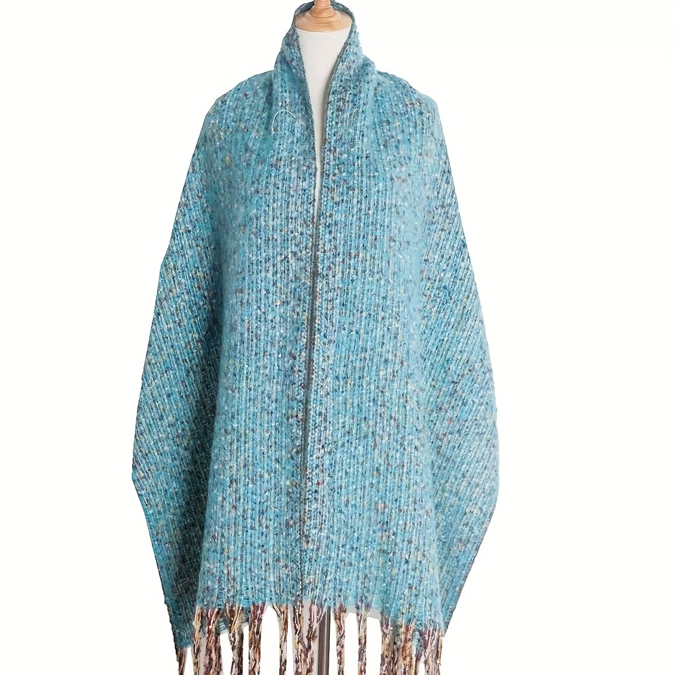 Ultra Long Circle Gauze Shawl Elegant Thickened Warm Tassel - Temu Canada