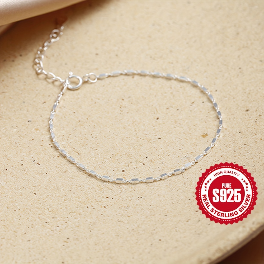 925 Sterling Silver Thin Chain Bracelet Adjustable Hand - Temu United ...