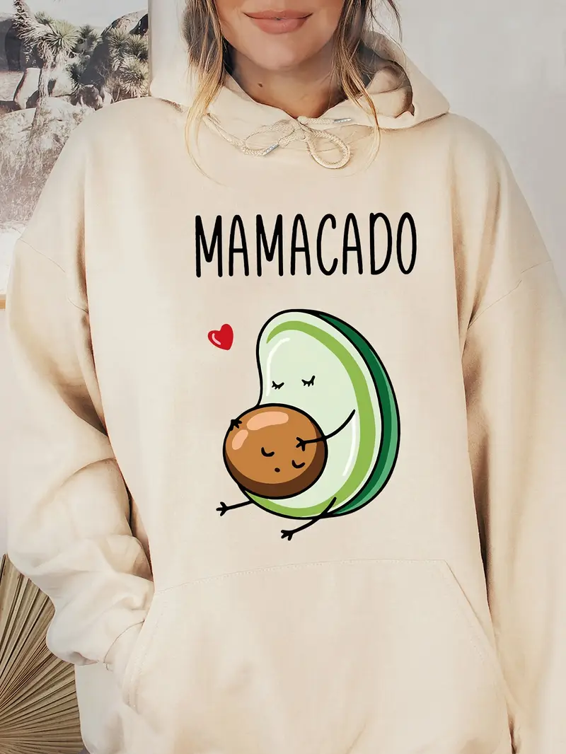 Letter Cartoon Print Kangaroo Pocket Hoodie Casual Long Temu Canada