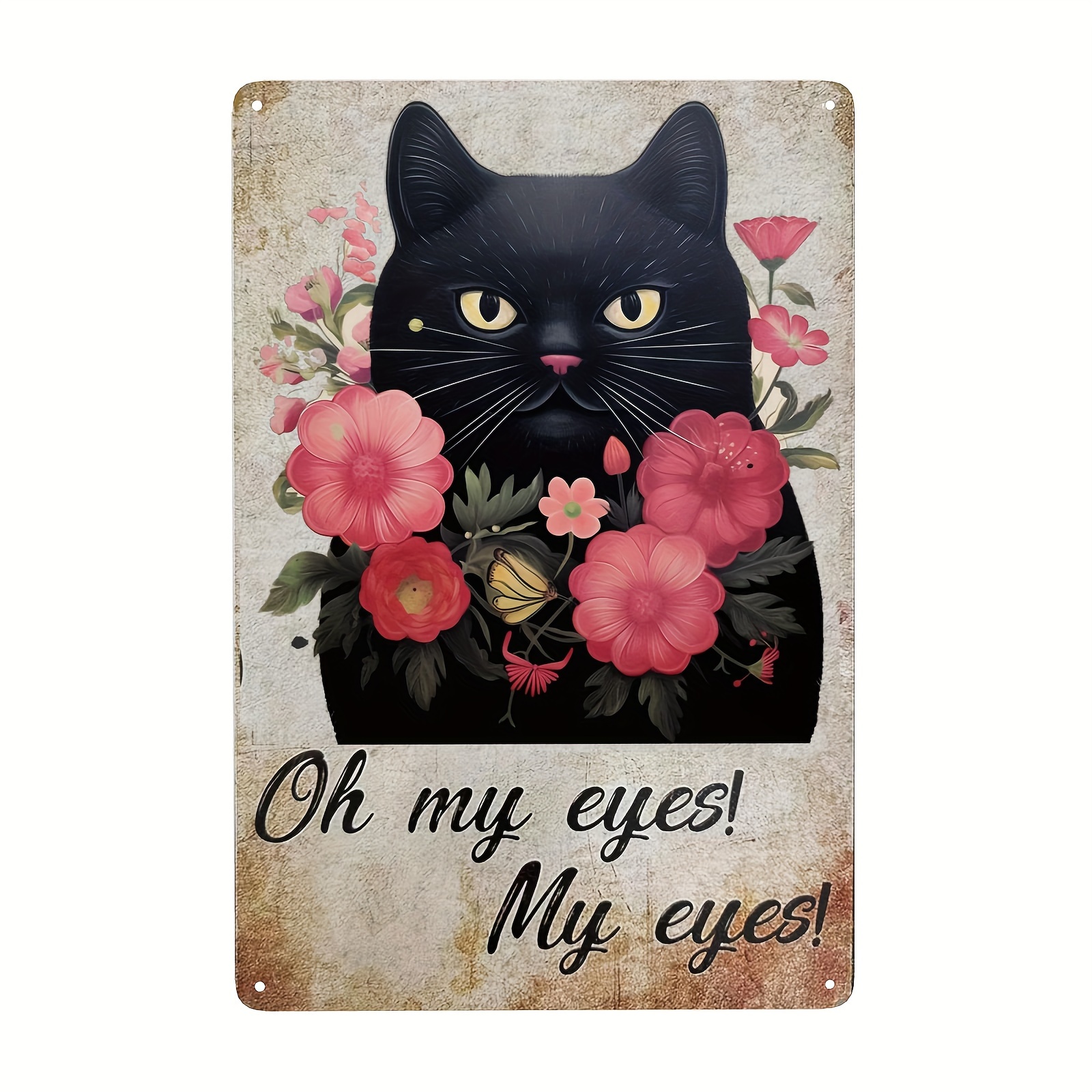 1pc Unframed Retro Metal Painting Cat Woman Slogan Pattern Funny ...