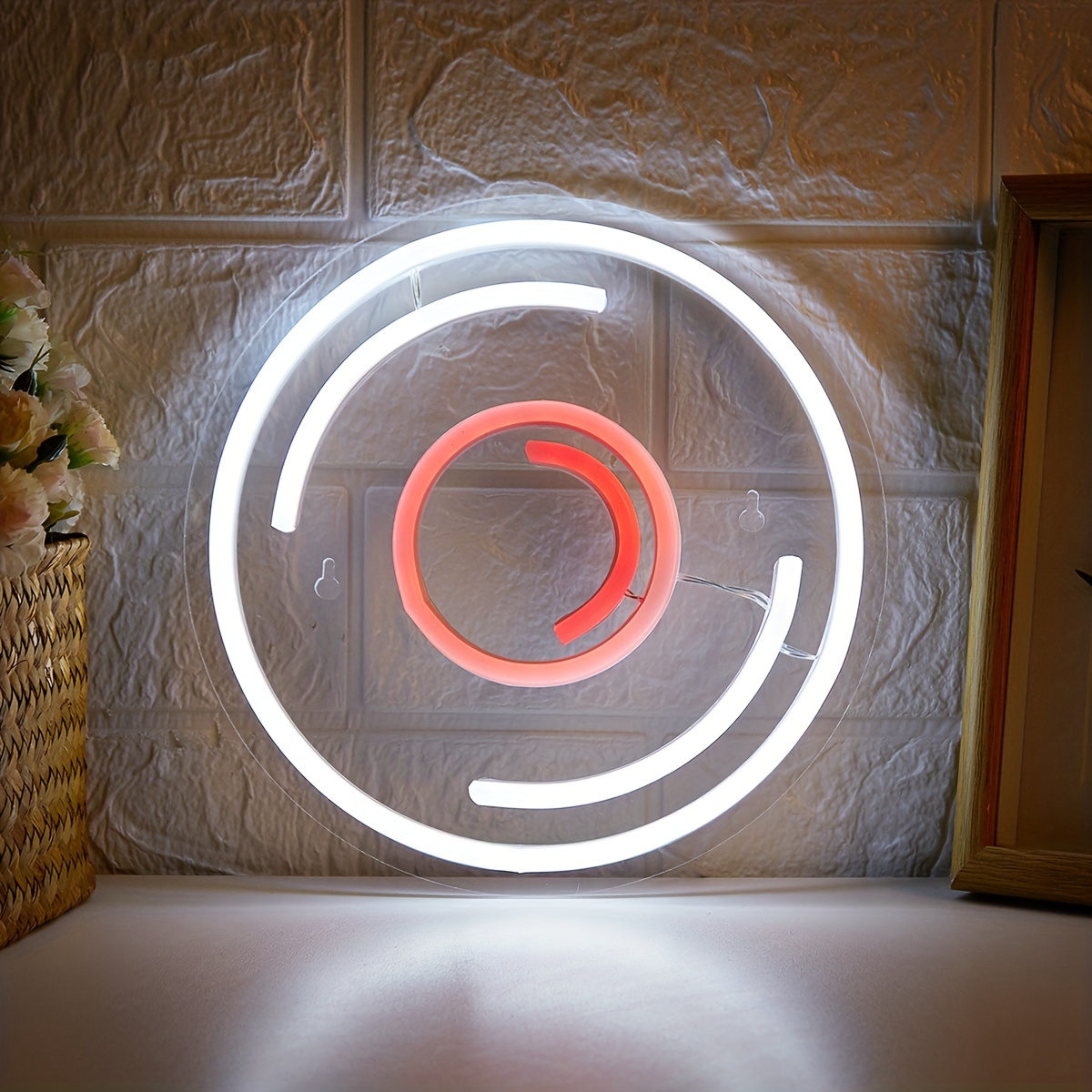 Record Shape White Led Neon Sign, Usb Powered For Bedroom Room Wall Decoration Neon Sign, For ...