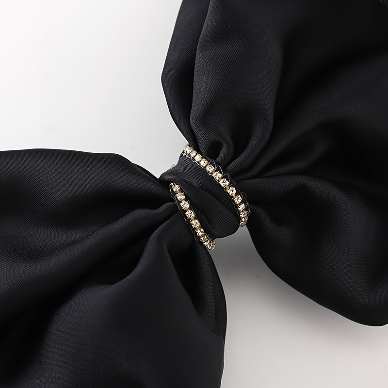 Black Rhinestone Double Layer Bow Hair Clip Fashion Elegant - Temu ...