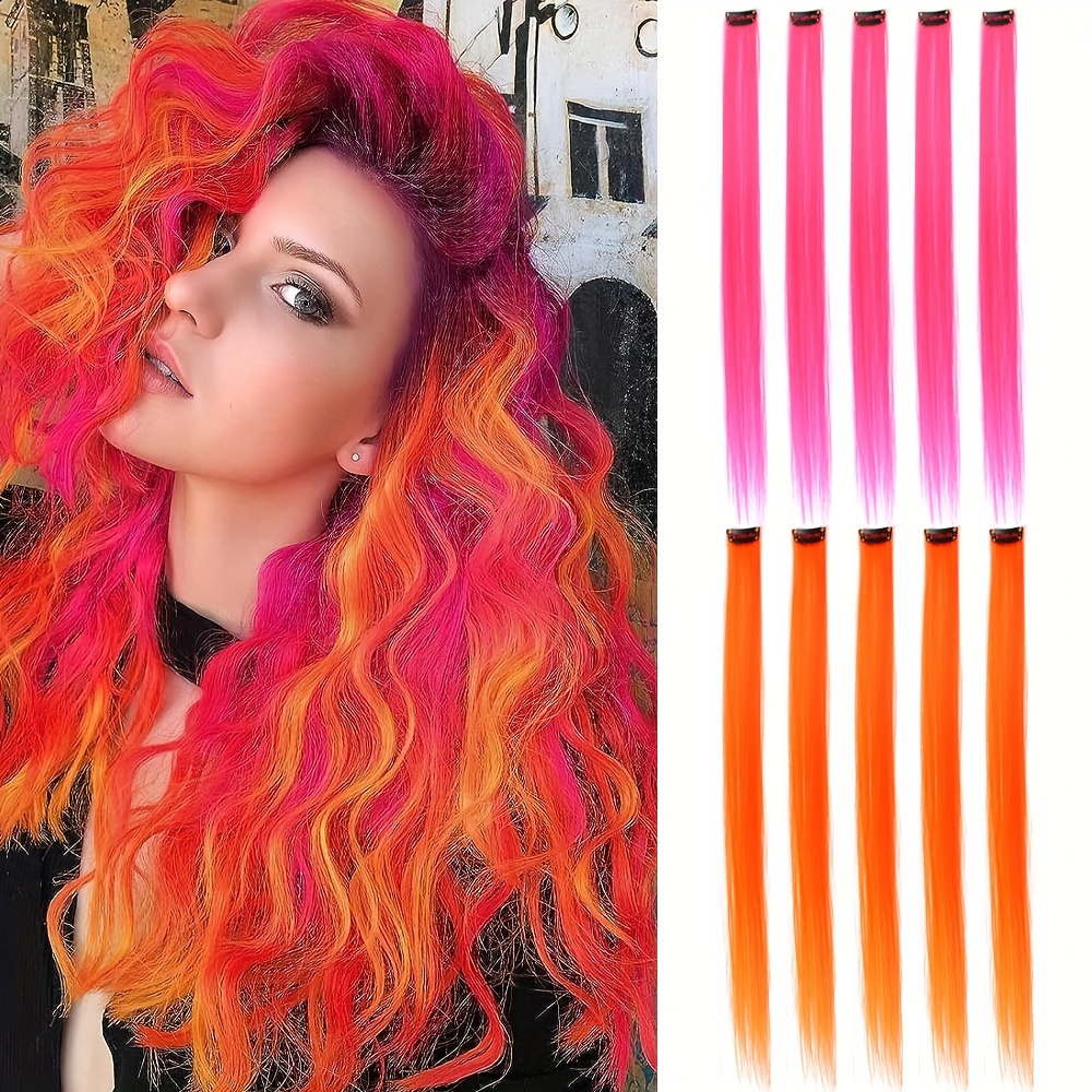 Clip in Straight Hair Extensions Colorful Party Clip Wig - Temu United ...