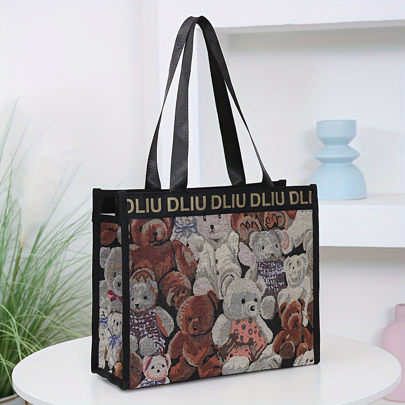 Cute Kawaii Teddy Bear Pattern Tote Bag Classic Versatile - Temu United ...