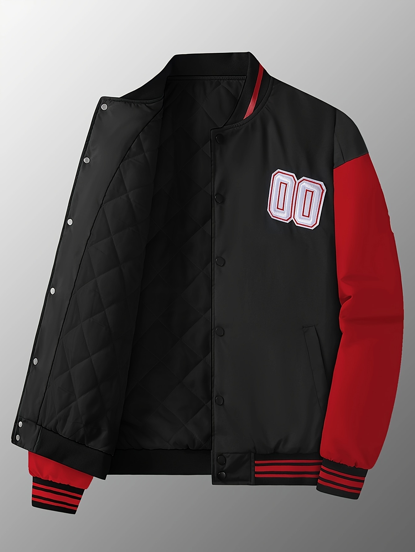 Men's Casual Padded Jacket Color Block Baseball Collar - Temu Ireland