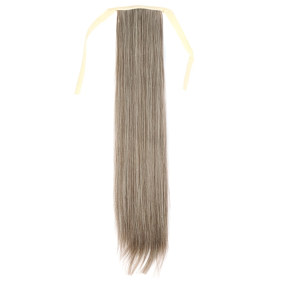Ponytail With Hair Tie Wrapped Around Long Straight Ponytail Extensions ...