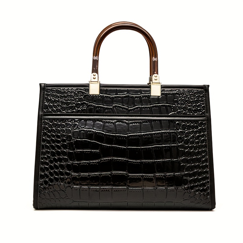 Luxury Crocodile Print Tote Bag Elegant Crossbody Bag - Temu Australia