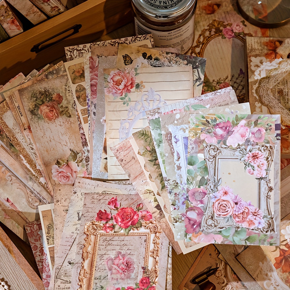 100枚冊 女の子 花 鏡 テーマ 素材 紙 レトロ 植物 花 ペーパー パーソナリティ ス ブック Temu Japan