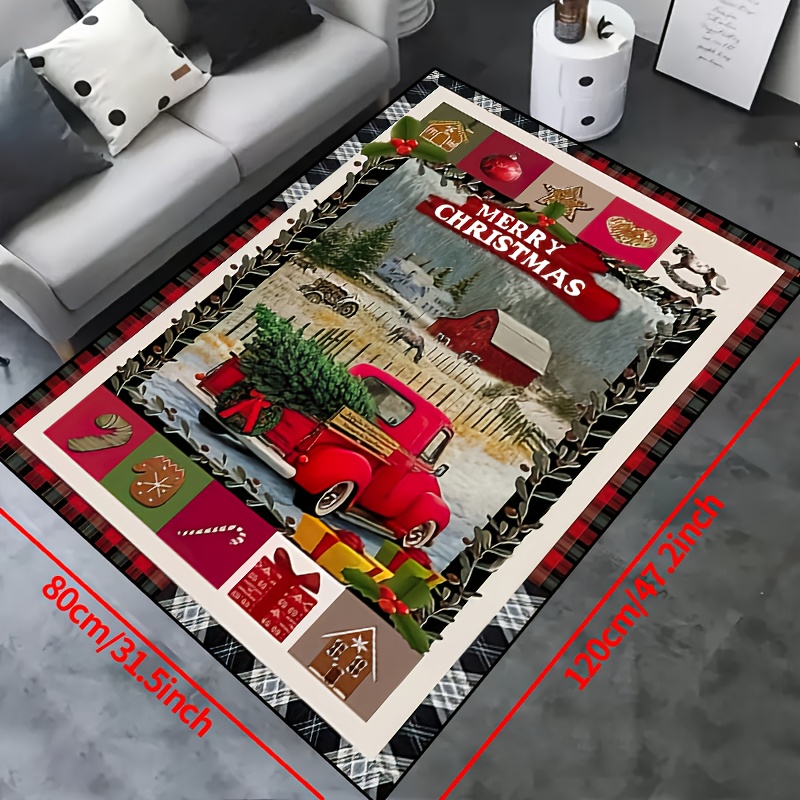 Christmas Truck Oil Paint Area Rug Machine Washable Non slip - Temu ...